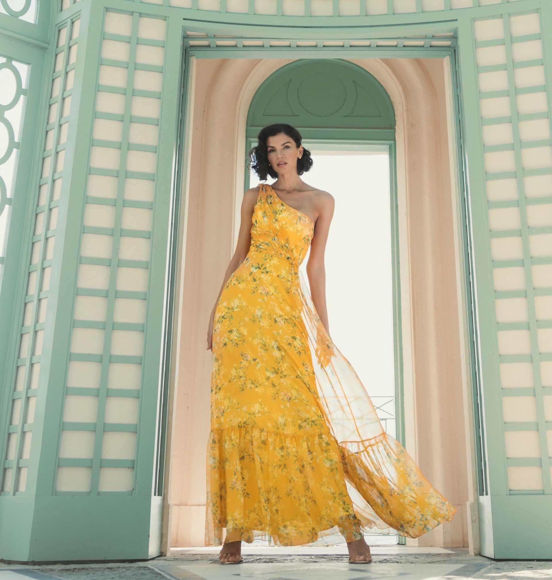 Draped Sleeve V Neck Gown – Mac Duggal