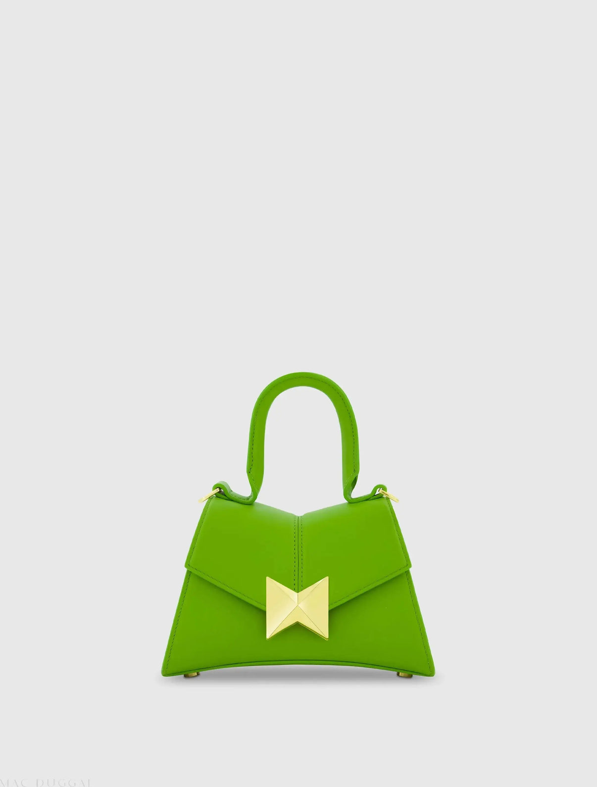 Angular Mini Leather Handbag With Gold Hardware - Mac Duggal