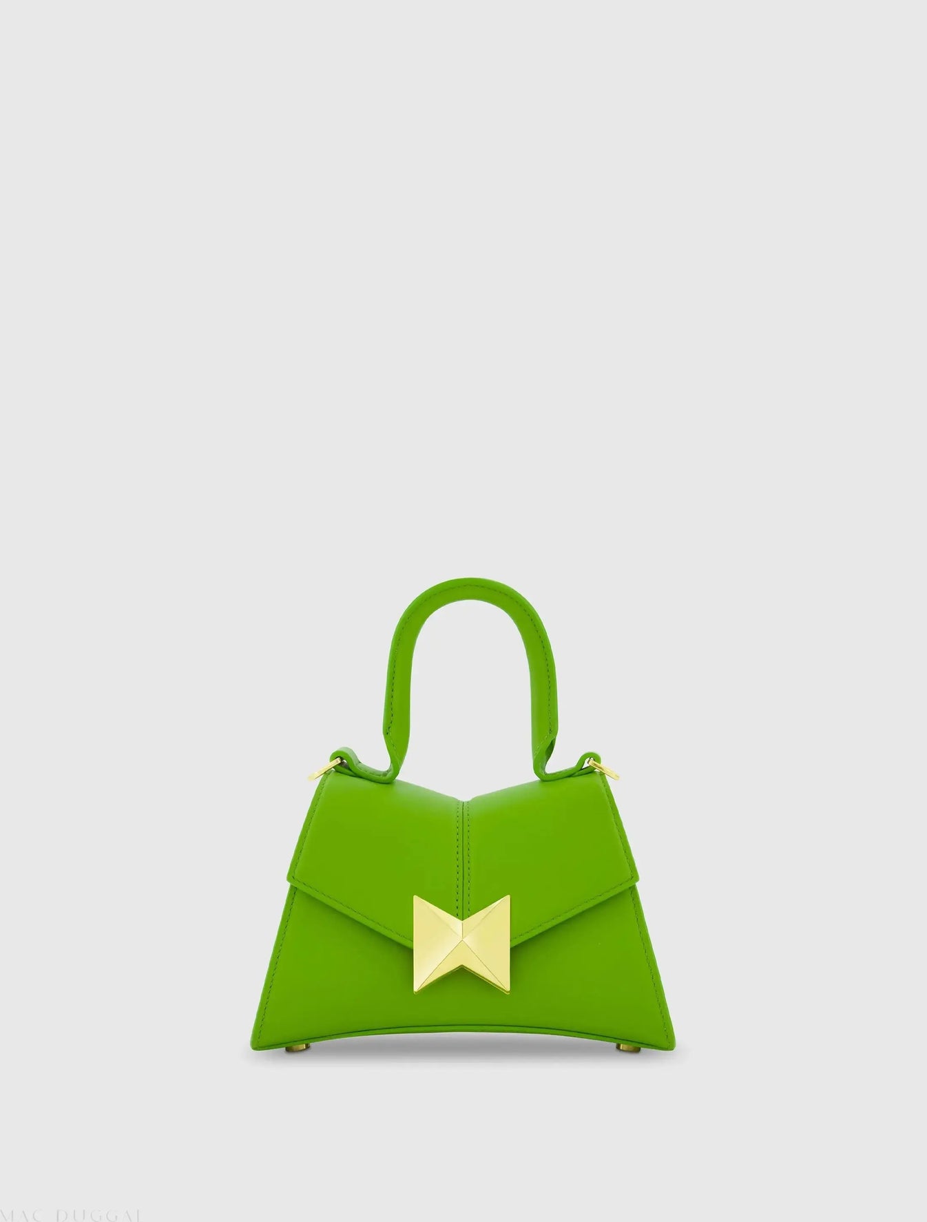 Angular Mini Leather Handbag With Gold Hardware - Mac Duggal