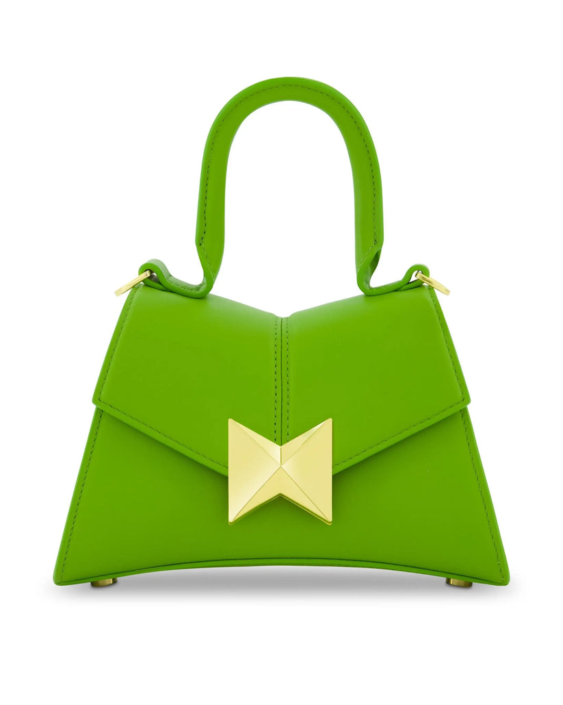 Angular Mini Leather Handbag With Gold Hardware - Mac Duggal