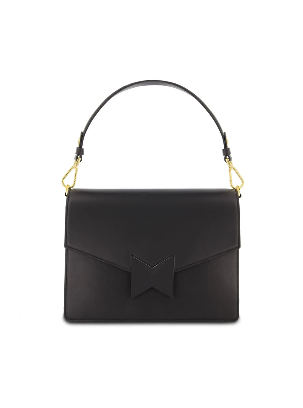 Black Medium Classic Leather Shoulder Bag | Mac Duggal