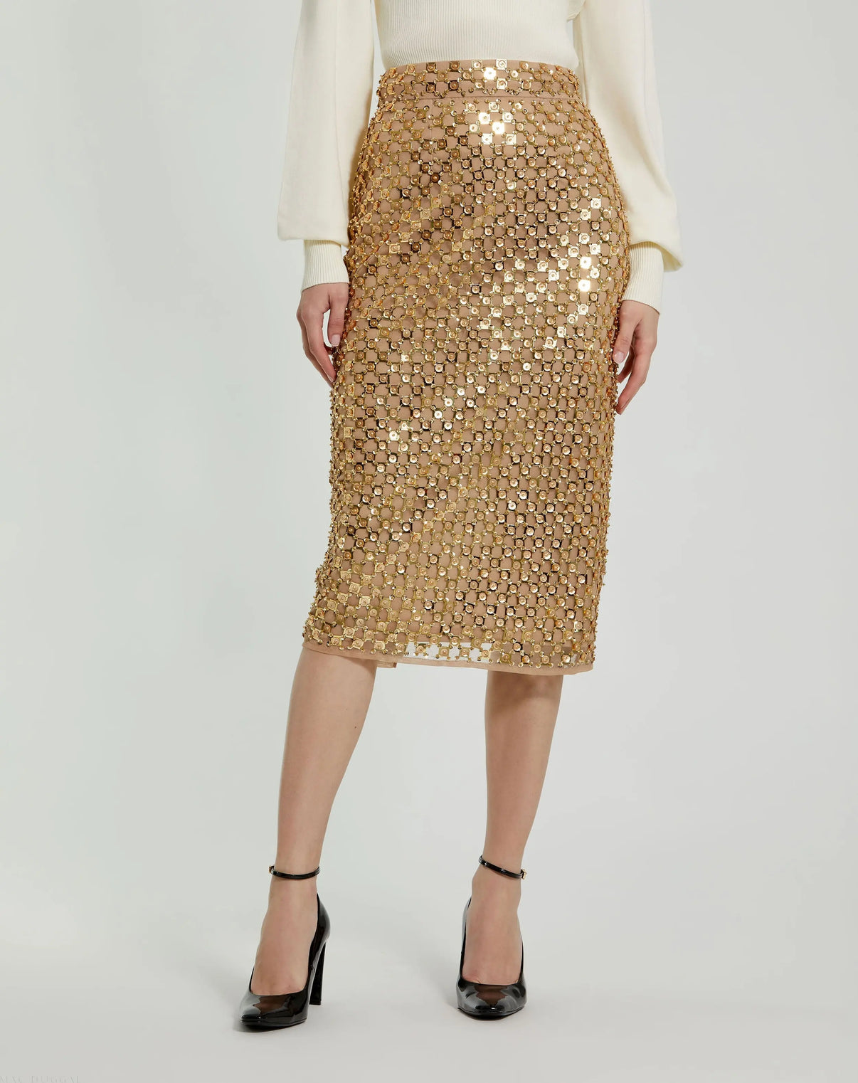 Georgette Embellished Fitted Midi Pencil Skirt - Mac Duggal