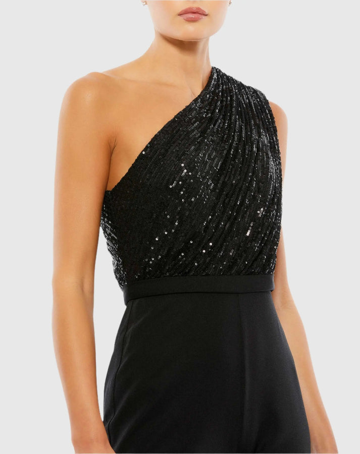 Sequined One Shoulder Jumpsuit - Mac Duggal