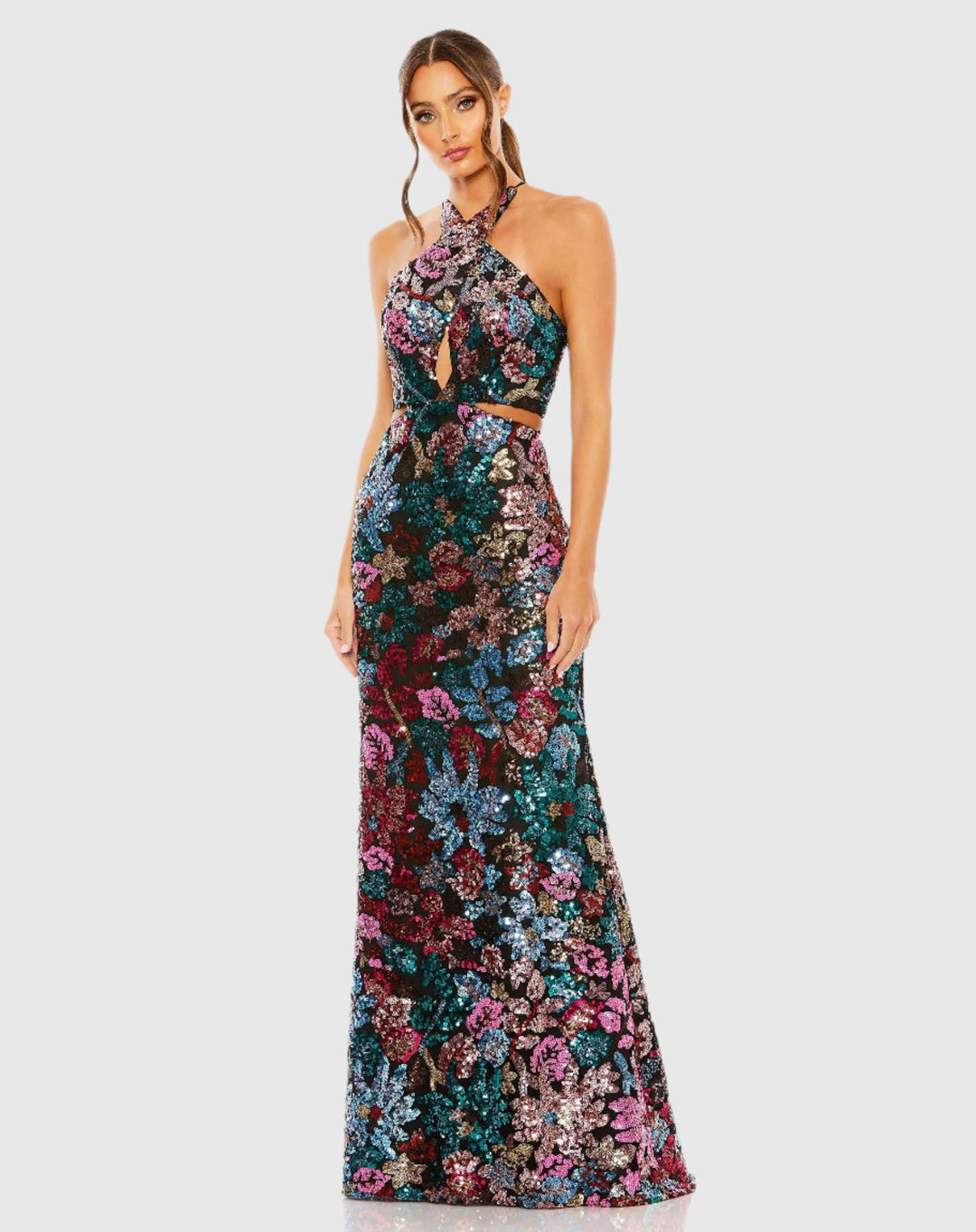 Sequin Embellished Cross Neck Gown – Mac Duggal