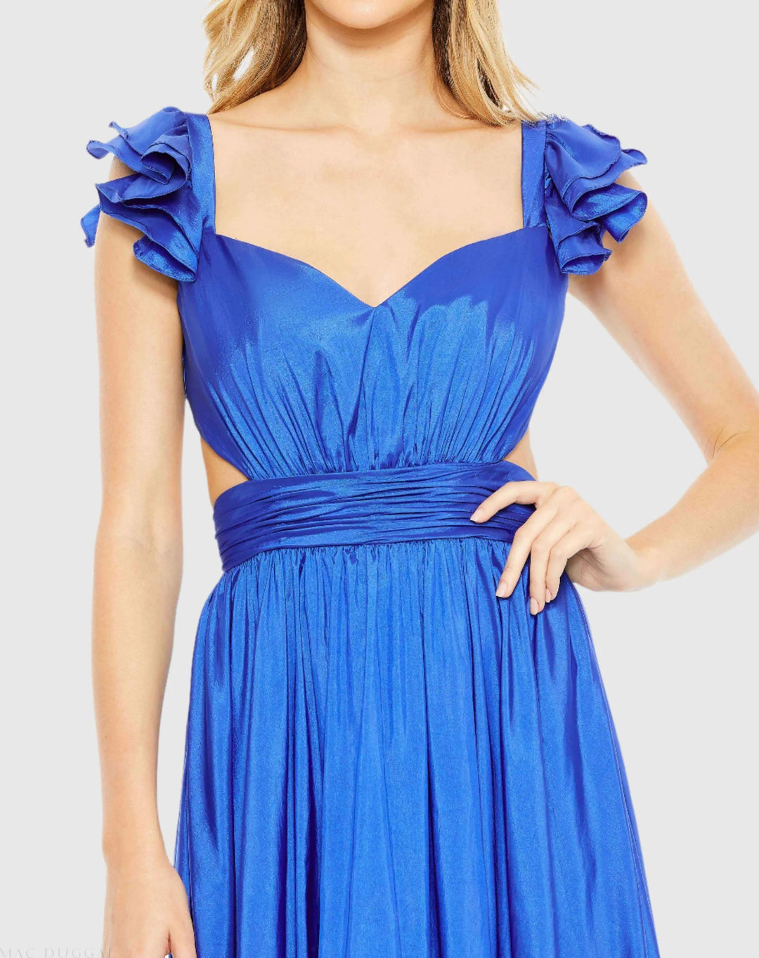 Ruffle Shoulder Cut Out Gown – Mac Duggal