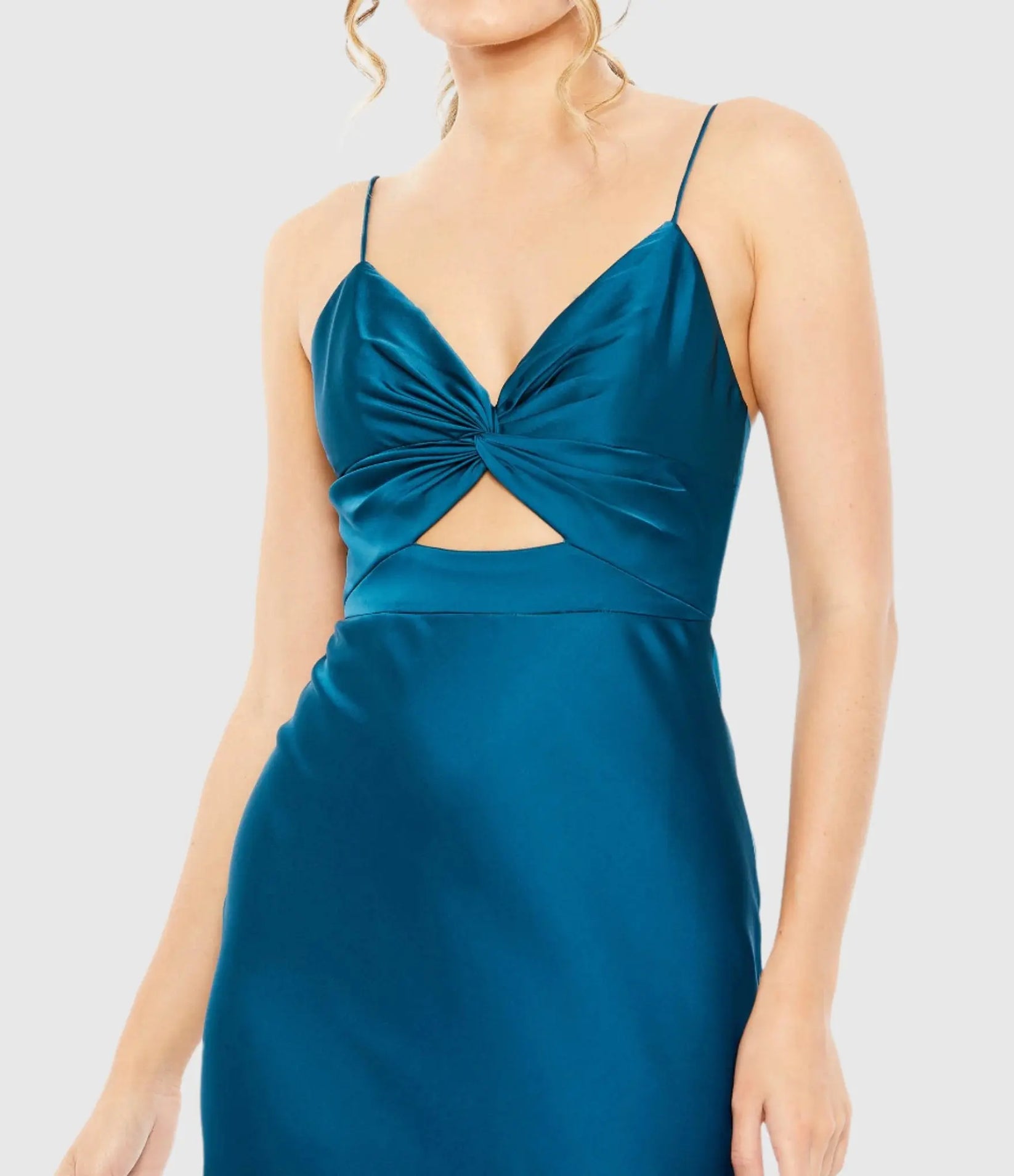 Blue Tie Front with Keyhole Detail Gown - Mac Duggal